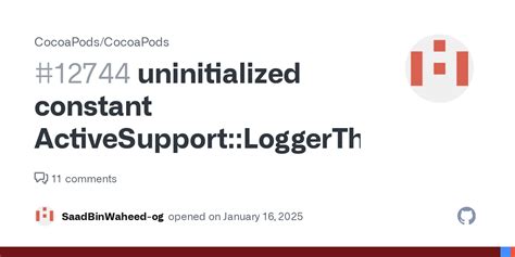 Uninitialized Constant Activesupportloggerthreadsafelevellogger · Issue 12744 · Cocoapods