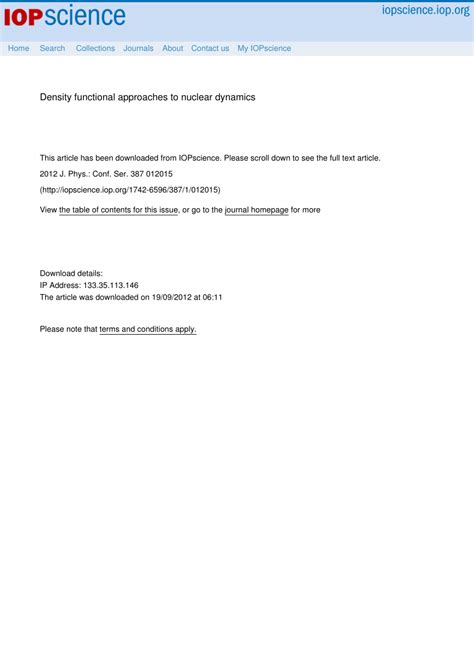 Pdf Density Functional Approaches To Nuclear Dynamics