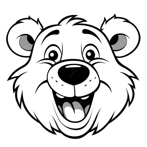 애니메이션 흑백 북극곰 머리 색칠 페이지 프리미엄 사진