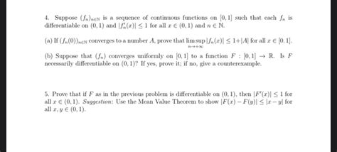 solved 4 suppose fa nen is a sequence of continuous