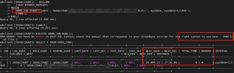 用dbms job，dbms scheduler创建数据job遇到无法正常执行的问题 ob cloud 社区问答 oceanbase