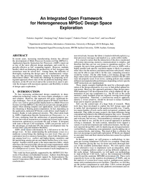 Pdf An Integrated Open Framework For Heterogeneous Mpsoc Design Space Exploration