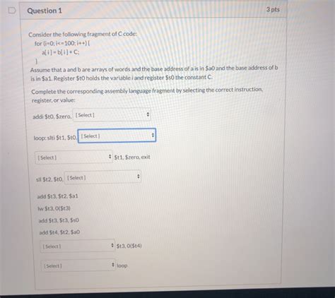 Solved Question 1 3 Pts Consider The Following Fragment Of C
