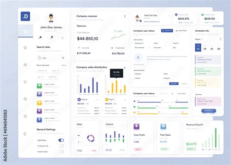 UI UX Infographic Dashboard UI Design With Graphs Charts And Diagrams Web Interface Template