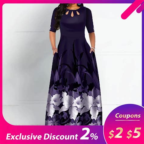 Элегантное Длинное платье миди с круглым вырезом и принтом в стиле бохо