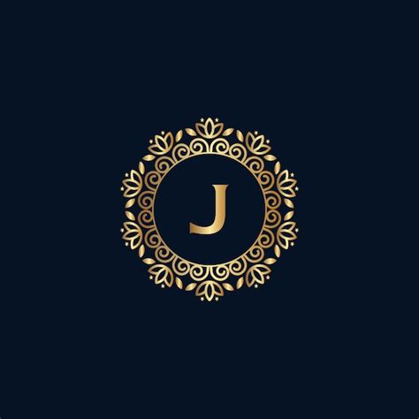 Gold Royal 로고 뷰티 럭셔리 레터 J 프리미엄 벡터
