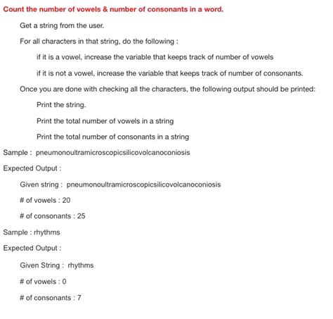 Solved Count The Number Of Vowels Number Of Consonants In A Chegg Com