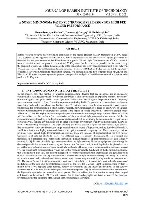 Pdf A Novel Mimo Noma Based Vlc Transceiver Design For High Ber Vs Snr Performance