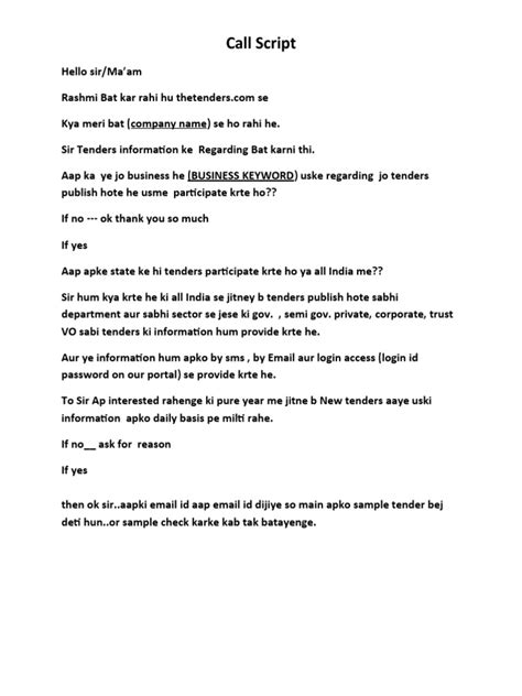 Call Script Pdf