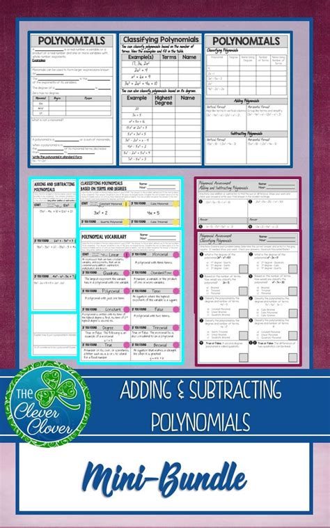 Adding Subtracting And Classifying Polynomials Notes Scavenger Hunt