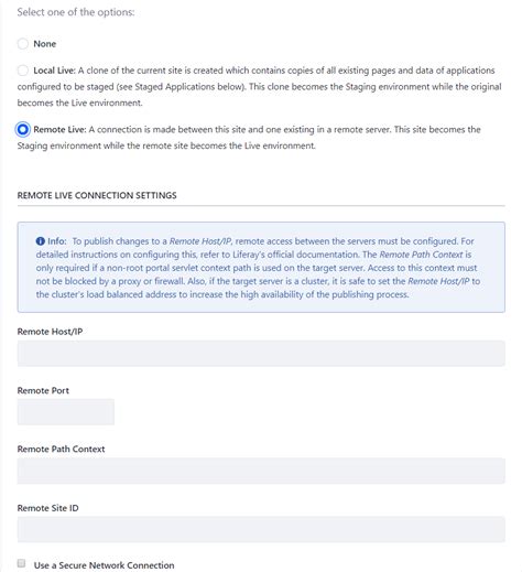 enabling remote live staging liferay help center