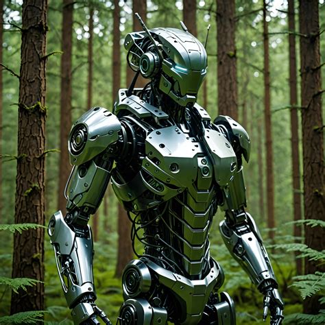 Futuristic Robot In Lush Forest Free Download Ai Scribbles