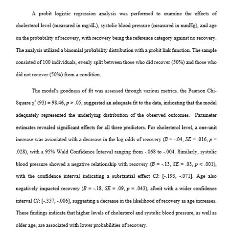 Probit Regression In SPSS Explained Performing Reported