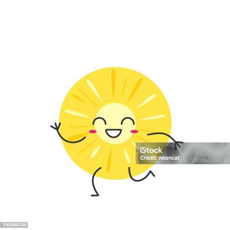 슬라이스 파인애플 육즙이 많은 과일 달리기 귀여운 캐릭터 만화 달콤한 웃는 얼굴 Kawaii 행복 감정 아이콘 벡터 일러스트 레이 션 과일에 대한 스톡 벡터 아트 및 기타