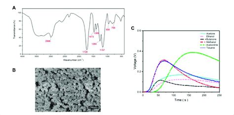 a ftir spectra b sem photographs of synthesised mip nanoparticles