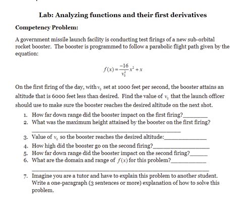 solved lab analyzing functions and their first derivatives