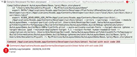 Ios Applicationsxcodeappcontentsdeveloperusrbinibtool Failed