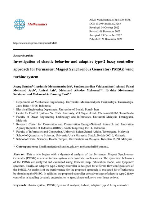 pdf investigation of chaotic behavior and adaptive type 2 fuzzy