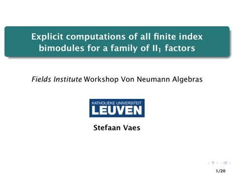Ppt Explicit Computations Of All Finite Index Bimodules For A