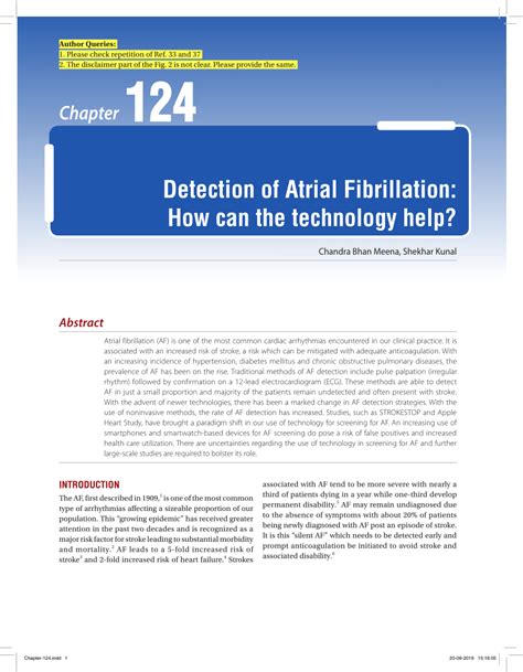 Pdf Detection Of Atrial Fibrillation How Can The Technology Help