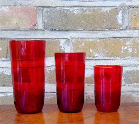 French Vintage X 16 Piece Ruby Red Glasses Set