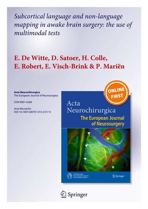 Pdf Subcortical Language And Non Language Mapping In Awake Brain