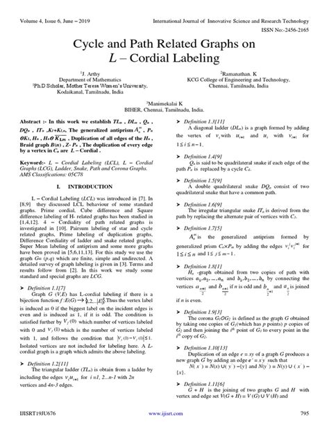 Cycle And Path Related Graphs On L Cordial Labeling Pdf Vertex