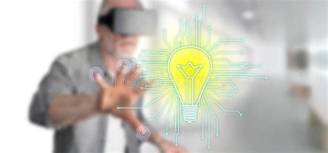 Man Touching A Technology Innovation Concept Stock Photo Image Of Background Design 124975926