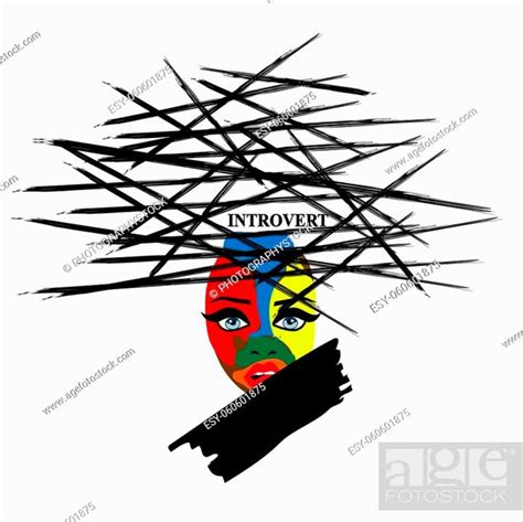 Illustration Of An Introverted Person With A Messy Hairstyle Stock