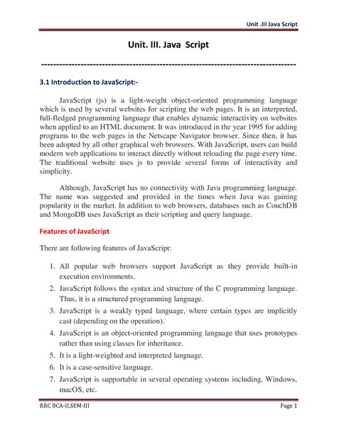 Unit 3 Java Script Yogesh Bhimarao Suryawanshi Unit Iii Java