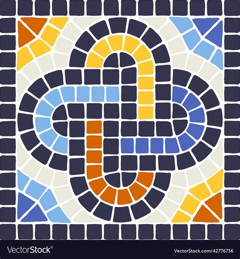 Ancient Mosaic Tile Pattern Decorative Antique Vector Image