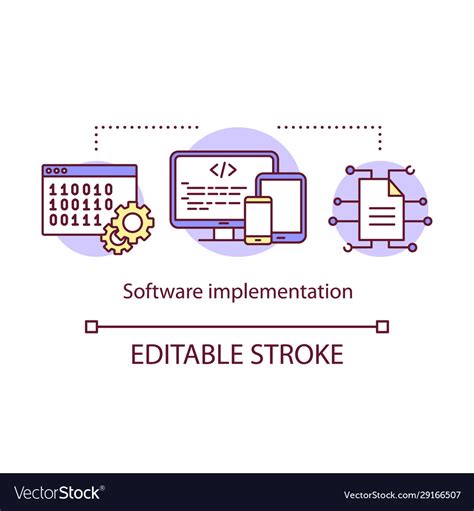 Software Implementation Concept Icon Computer Vector Image