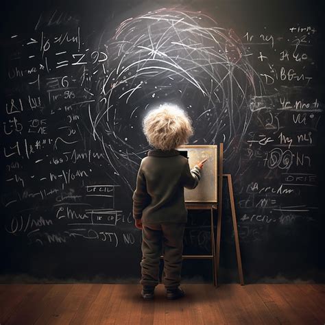 Albert Einstein Is Writing On A Blackboard Premium Ai Generated Image Albert Einstein Is Writing On A Blackboard Premium Ai Generated Image