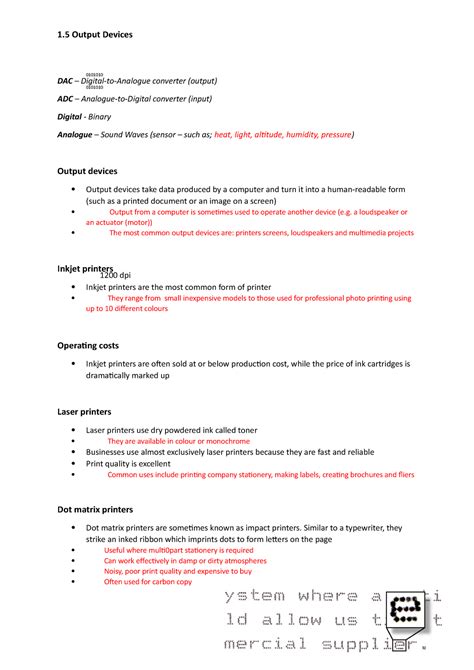 output devices printers and monitors 0101010 0101010 1 output