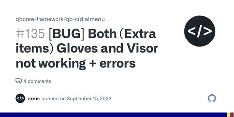 [bug] both extra items gloves and visor not working errors · issue