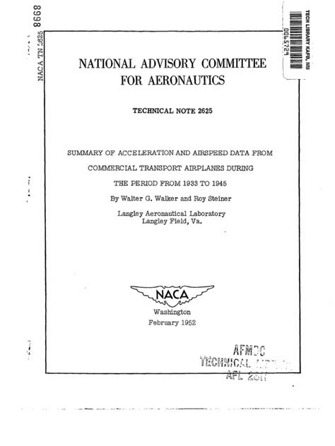 05 Summary Of Acceleration And Airspeed Data From Commercial Transport Airplanes During The