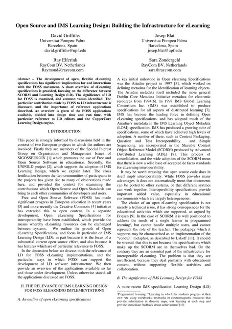 pdf open source and ims learning design building the infrastructure