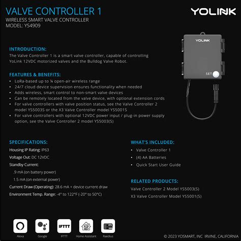 Yolink Wireless Smart Valve Control Kit 1 Brass