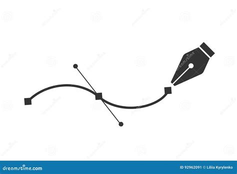 pen tool vector computer graphics the curve control points stock
