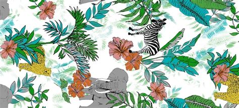 Premium Vector Spring Flowers And Leaves Repeat Pattern Design Vector Illustration