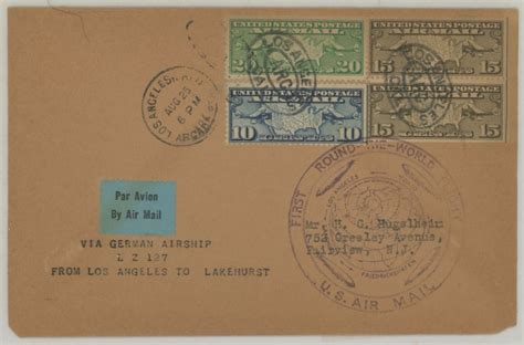 Us C7c8c9 1929 Graf Zeppelinlz 127 Ruond The World Flight Cover