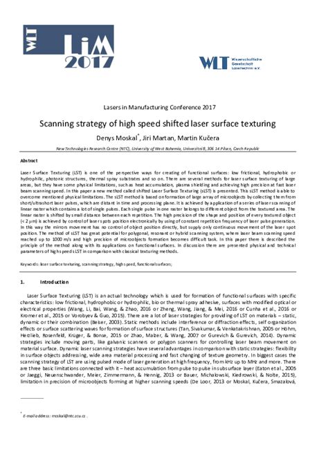 Pdf Scanning Strategy Of High Speed Shifted Laser Surface Texturing