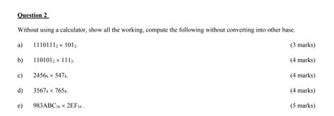 Solved Question Without Using A Calculator Show All The Chegg
