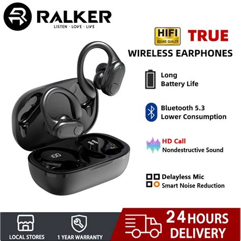 𝟏𝟎𝟎 𝐎𝐑𝐈 RALKER R200 Earphone Bluetooth Headphones Wireless Earbuds 80h Playtime Wireless