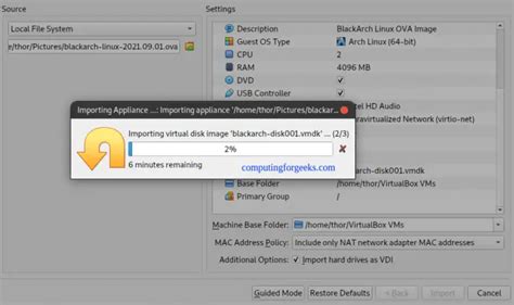 install blackarch linux on virtualbox or vmware using ova