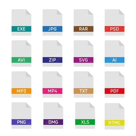 Premium Vector Set Of Document File Formats And Labels Icons Vector Illustration