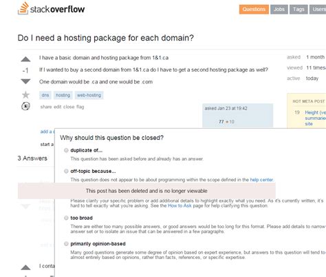 Answer Deleted Message Floats Above Question Should Be Closed