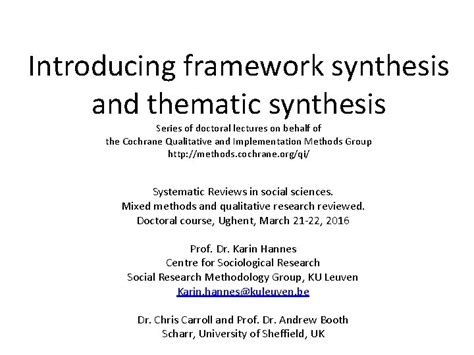 introducing framework synthesis and thematic synthesis series of