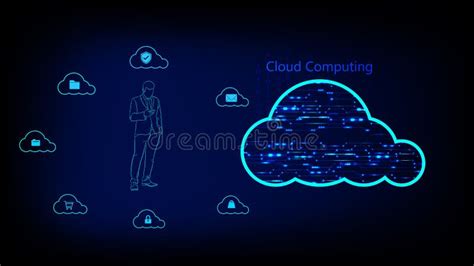 Illustration Cloud Computing With User Accessing Data Smartphones Representing Digital Data