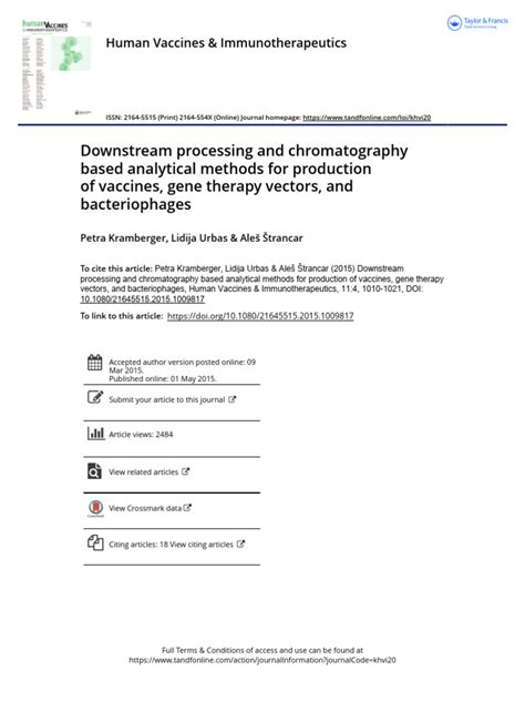 Downstream Processing And Chromatography Based Analytical Methods For Production Of Vaccines